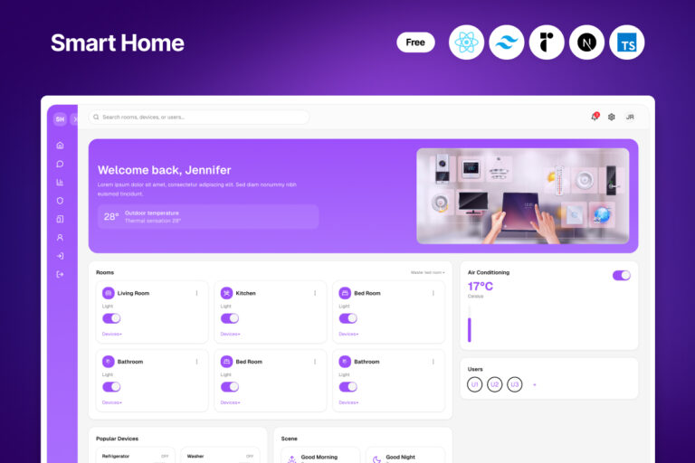 Smart Home Dashboard Template - Next.js Admin UI - Codescandy